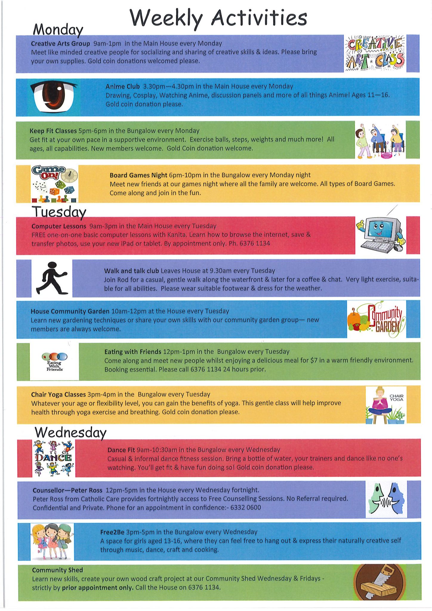 Weekly Programs/Activities List – St Helens Neighbourhood House