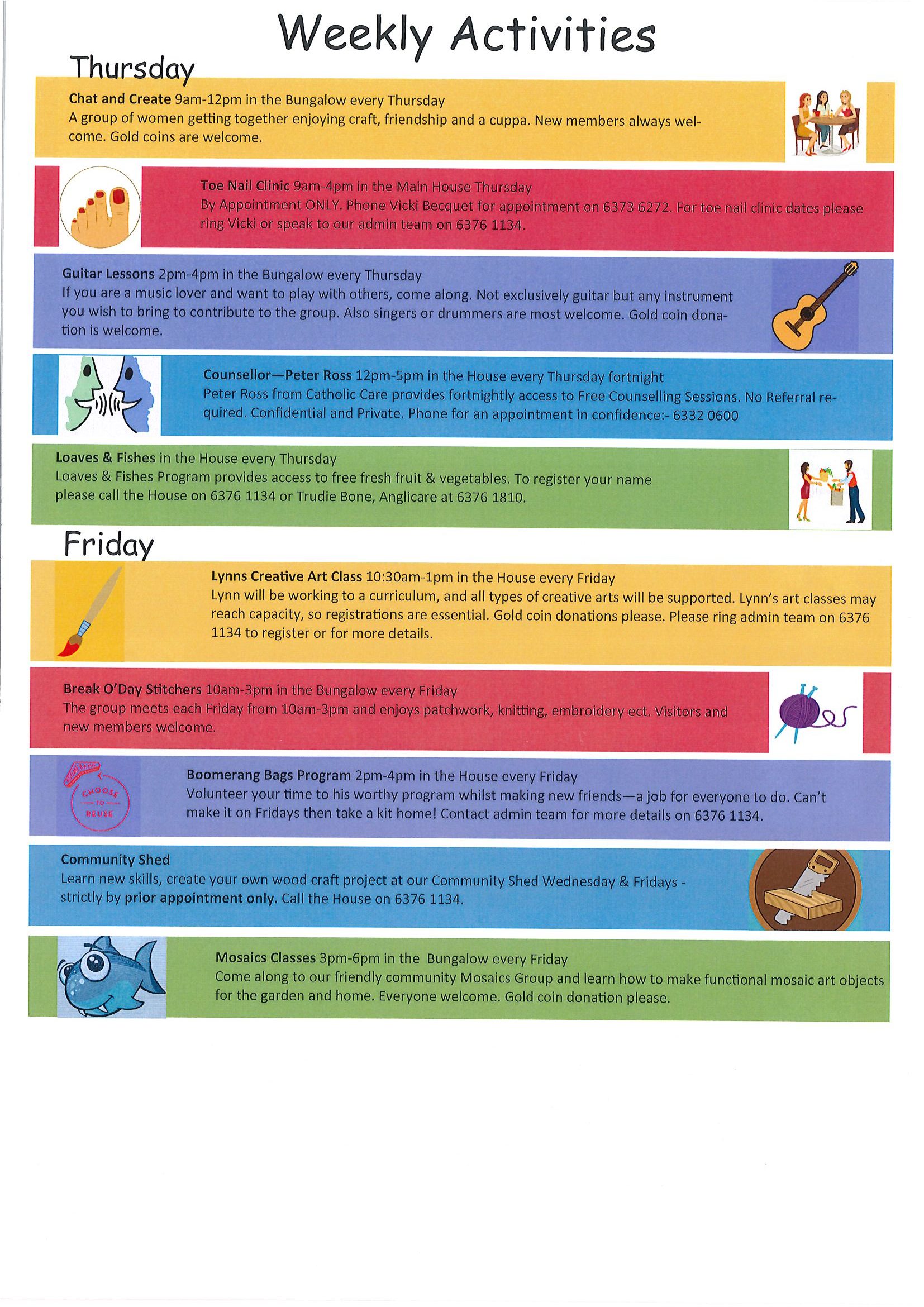 Weekly Programs/Activities List – St Helens Neighbourhood House